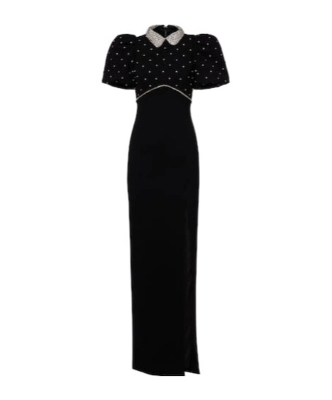 Rebecca Vallance Amery Embellished Puff-sleeve Gown - Black