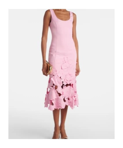 LEO Emily Floral-appliqué Midi Dress