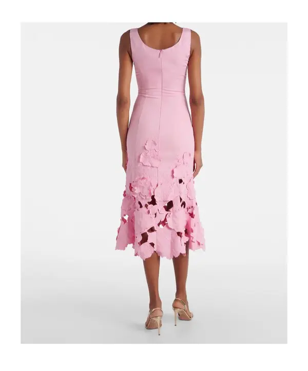 LEO Emily Floral-appliqué Midi Dress