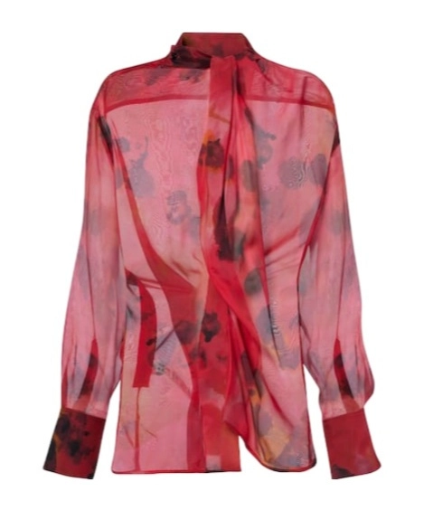 Victoria Beckham Draped Printed Silk Blouse - Pink