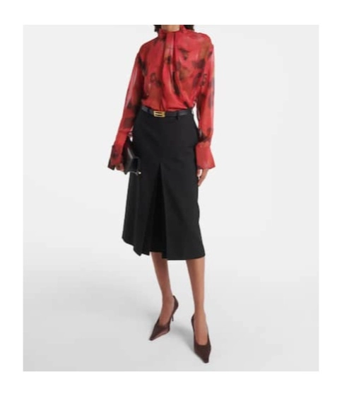 Victoria Beckham Draped Printed Silk Blouse