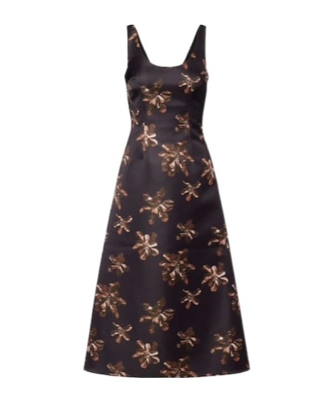 EMILIA WICKSTEAD Tippi Floral Genzianella Midi Dress - Black