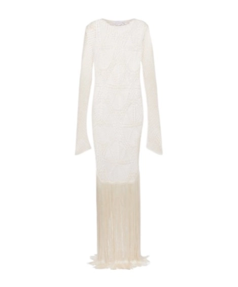 Stella McCartney Fringed Crochet Maxi Dress - White