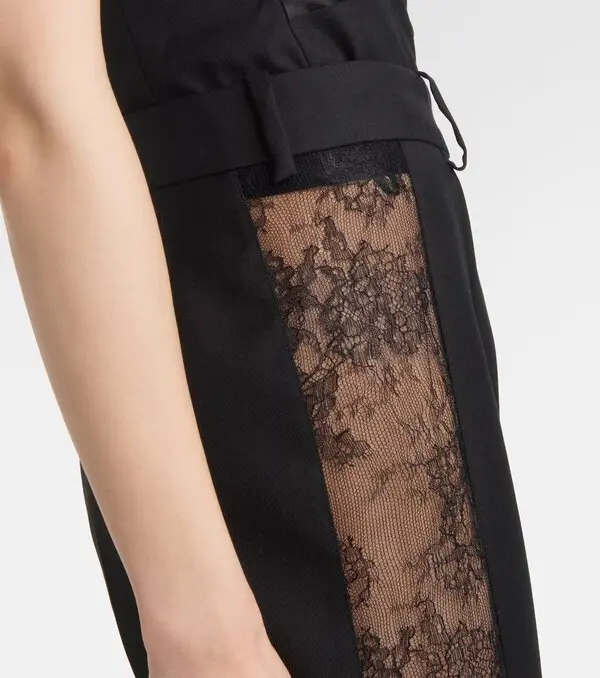 Nina Ricci Lace-trimmed Wool Straight Pants