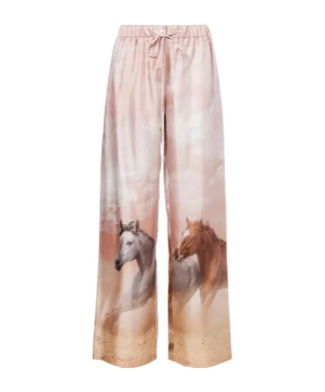 Attico Printed Silk Twill Palazzo Pants