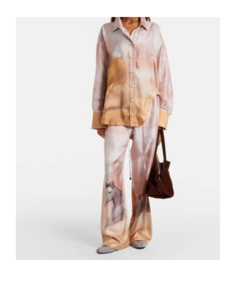 Attico Printed Silk Twill Palazzo Pants