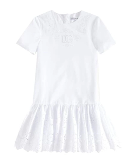 Dolce & Gabbana Logo Embroidered Cotton Dress