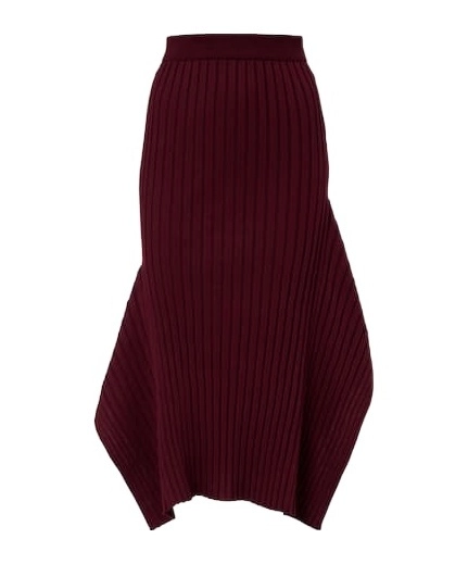 Stella McCartney Asymmetric Ribbed-knit Midi Skirt