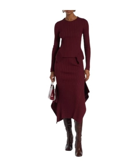 Stella McCartney Asymmetric Ribbed-knit Midi Skirt