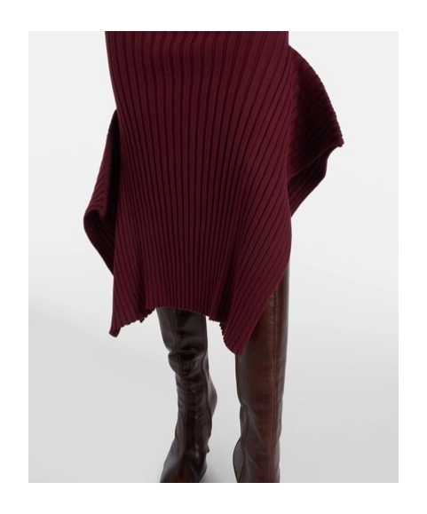Stella McCartney Asymmetric Ribbed-knit Midi Skirt