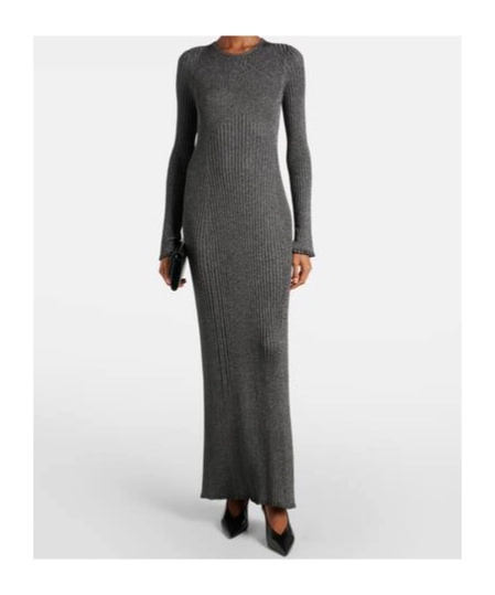 Proenza Schouler Joni Ribbed-knit Lamé Maxi Dress - Gray