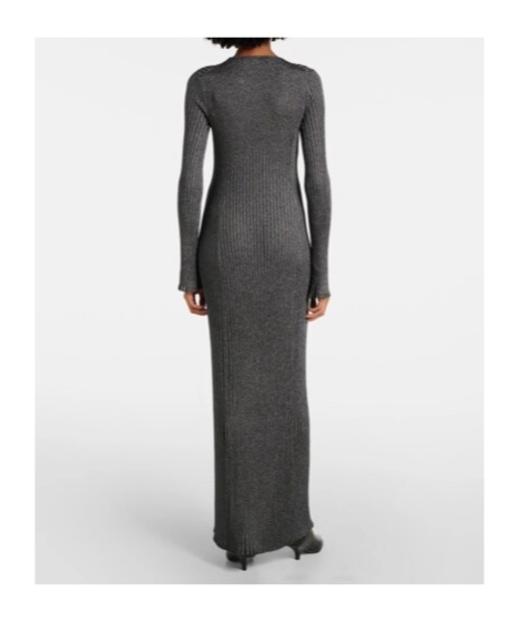 Proenza Schouler Joni Ribbed-knit Lamé Maxi Dress - Gray