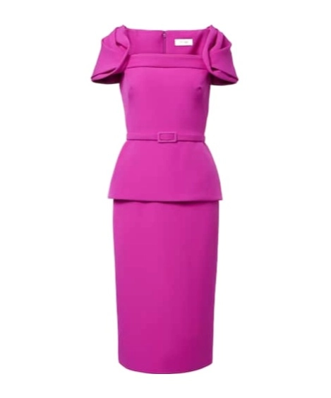 SAFIYAA LONDON Belted Peplum Midi Dress