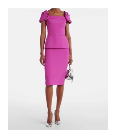 SAFIYAA LONDON Belted Peplum Midi Dress