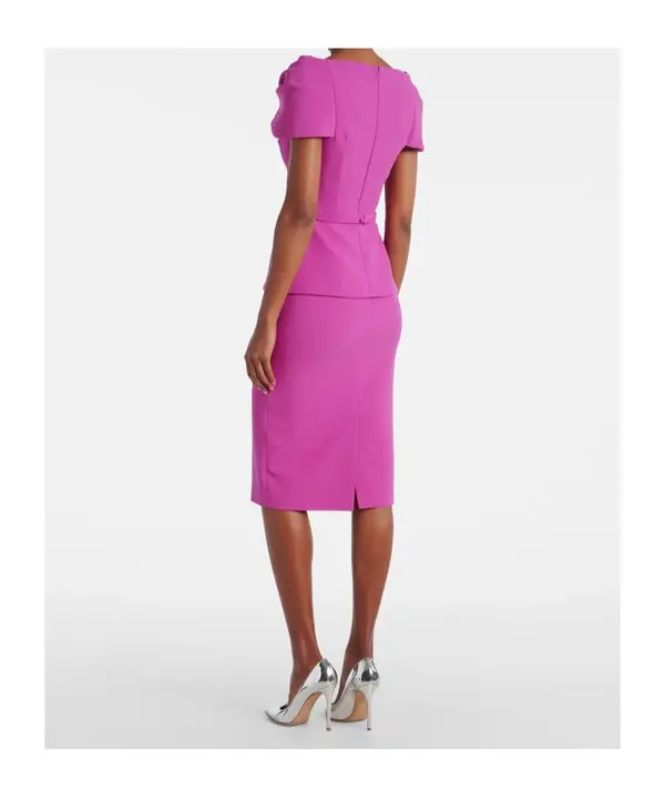 SAFIYAA LONDON Belted Peplum Midi Dress