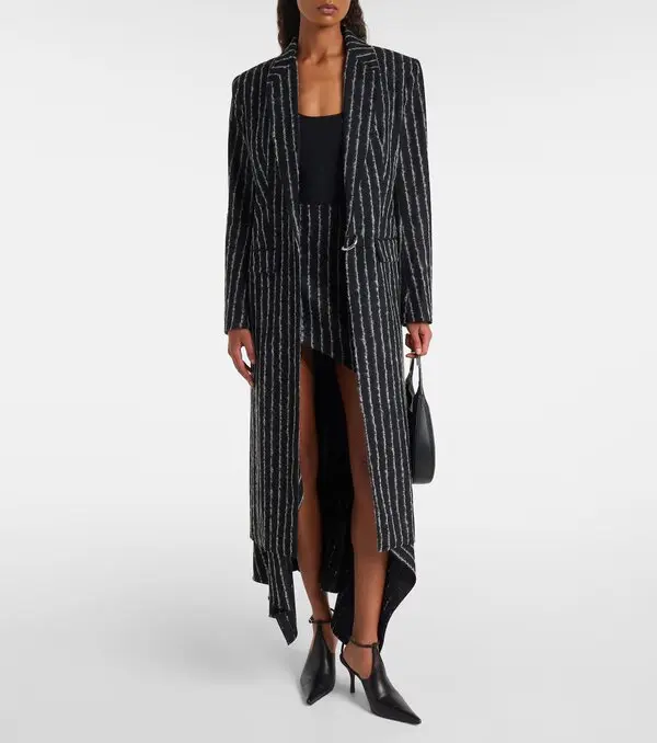 MUGLER Fine Striped Long-sleeve Coat