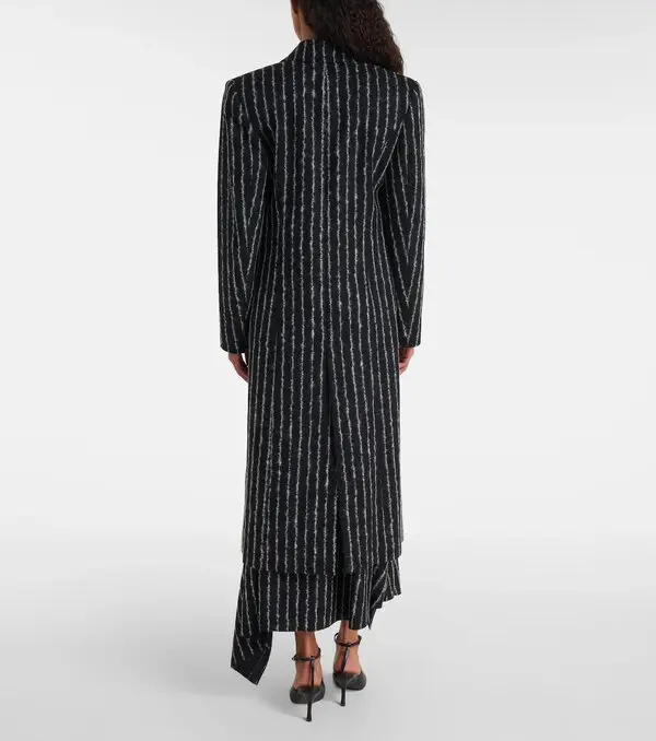 MUGLER Fine Striped Long-sleeve Coat