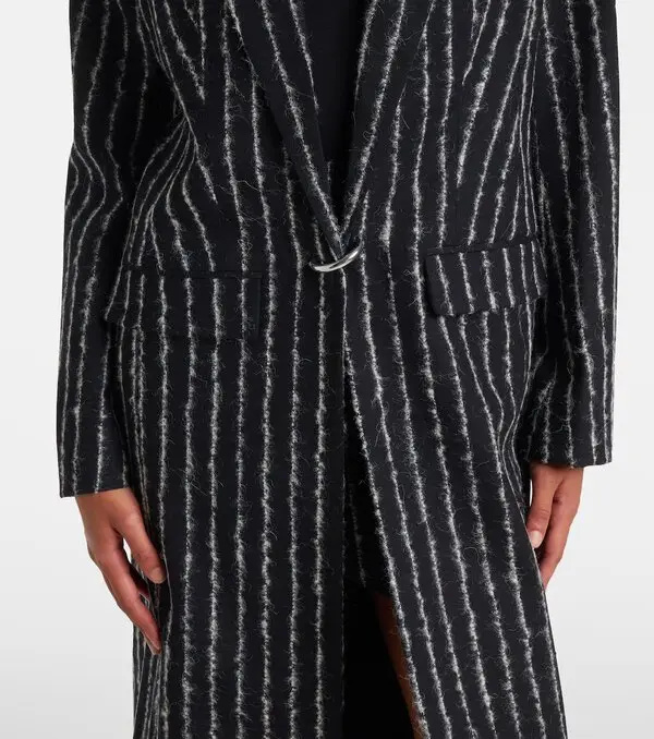 MUGLER Fine Striped Long-sleeve Coat