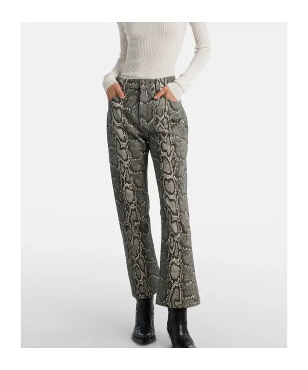 Gabriela Hearst Ezra Snake-effect High-rise Bootcut Jeans - Gray