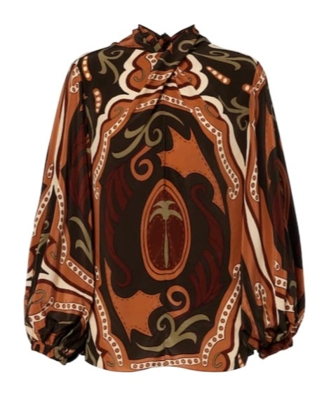 Johanna Ortiz Printed Silk Blouse - Brown