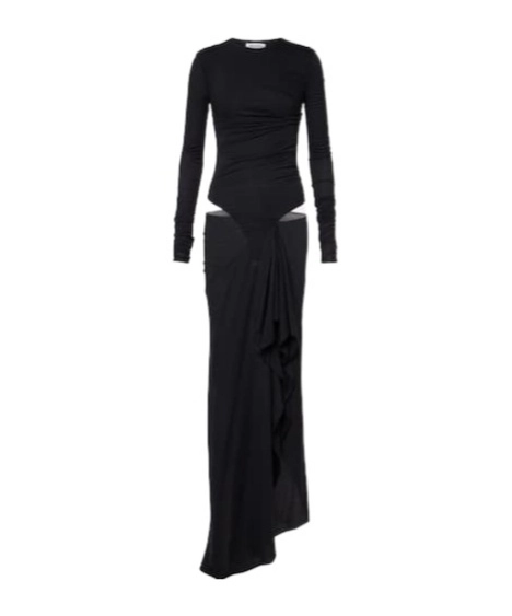 Attico Draped Cutout Semi-sheer Maxi Dress