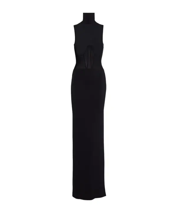 NENSI DOJAKA Gwyneth Knitted Corset Maxi Dress - Black