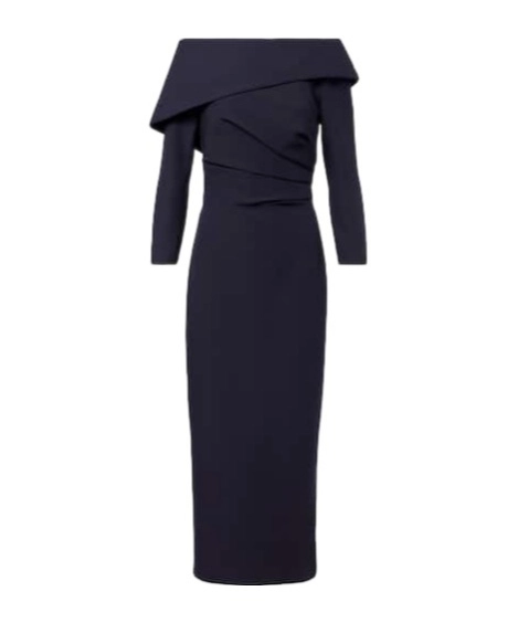 SAFIYAA LONDON Off-shoulder Crêpe Midi Dress