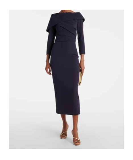 SAFIYAA LONDON Off-shoulder Crêpe Midi Dress