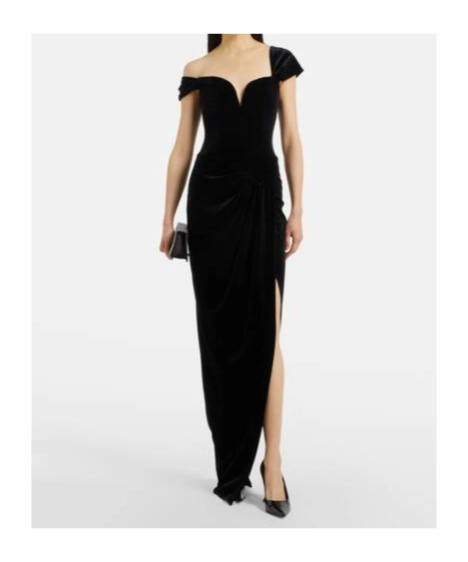 Alex Perry Asymmetric Velvet Bustier Gown