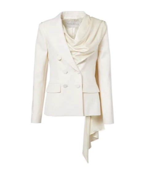 Nina Ricci Scarf-detail Virgin Wool Gabardine Blazer - Cream