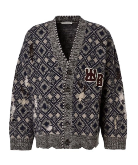 WALES BONNER Sibling Oversized Wool Cardigan - Black