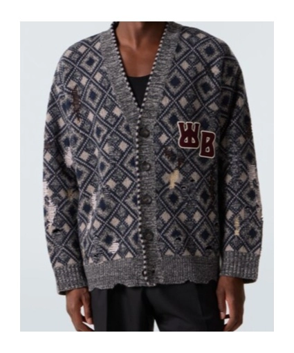 WALES BONNER Sibling Oversized Wool Cardigan