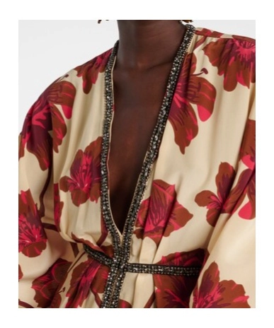 Johanna Ortiz Embellished Silk Maxi Dress