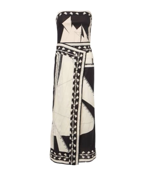 Johanna Ortiz Printed Strapless Midi Dress - White