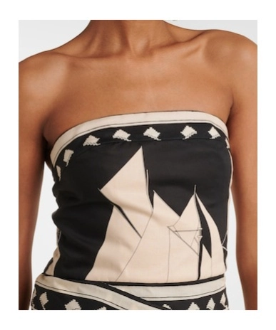 Johanna Ortiz Printed Strapless Midi Dress