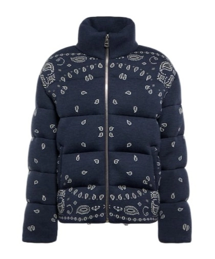 Alanui Bandana Jacquard Wool Puffer Jacket - Black