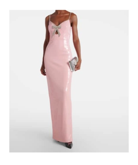 Rebecca Vallance Lena Sequined Gown With Embellished Bow Detail And Back Slit