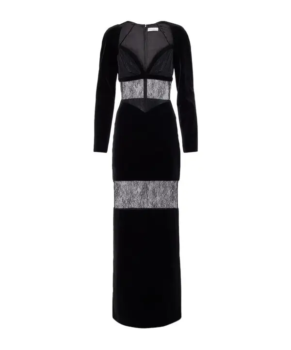 Nina Ricci Velvet And Lace Gown - Black