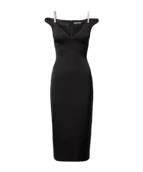 David Koma Crystal-embellished Satin Midi Dress - Black