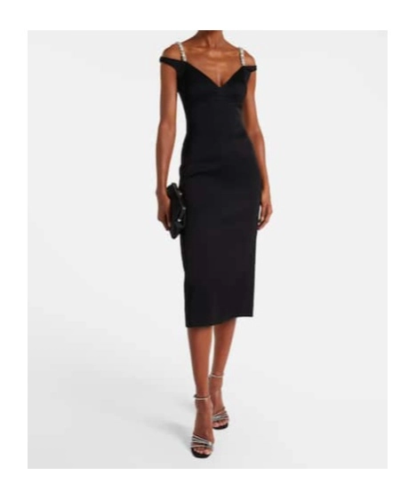 David Koma Embellished Satin Off-the-shoulder Midi Dress
