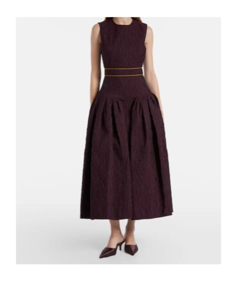 ROKSANDA Aya Smocked Cloque Midi Dress - Black