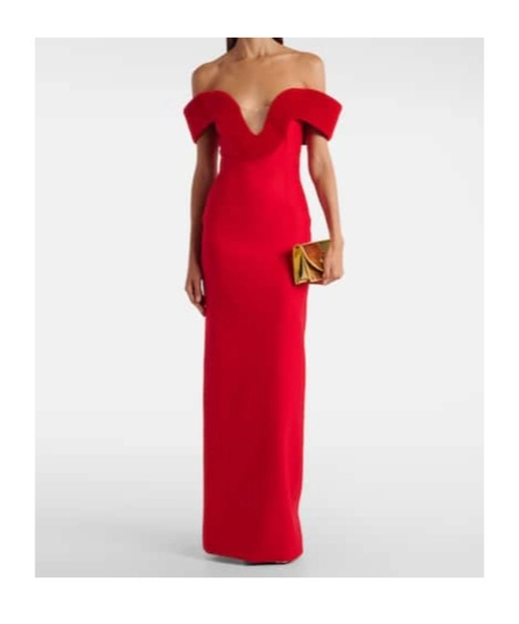 David Koma Velvet-trimmed Wool-blend Gown