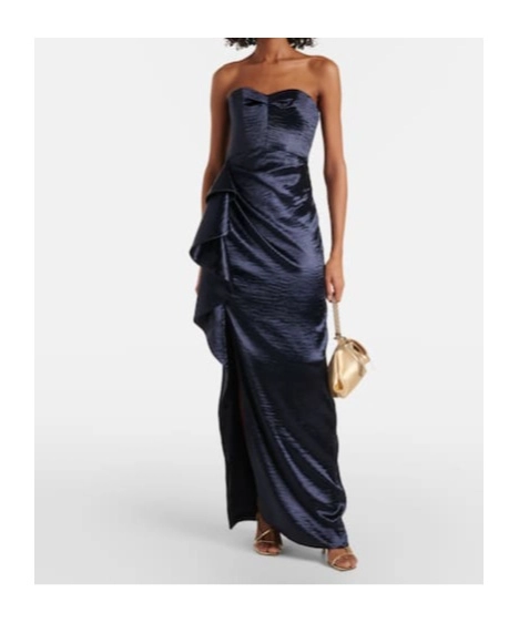SAFIYAA LONDON Eymen Draped Crushed Satin Gown