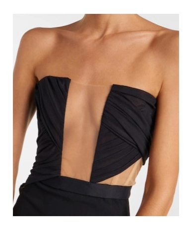 NENSI DOJAKA Cutout Strapless Gown