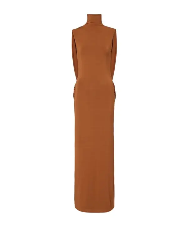 Nina Ricci High-neck Jersey Maxi Dress - Brown