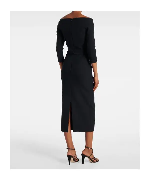 SAFIYAA LONDON Linda Crystal Embellished Off-shoulder Midi Dress