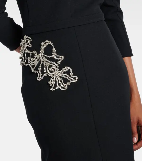 SAFIYAA LONDON Linda Crystal Embellished Off-shoulder Midi Dress