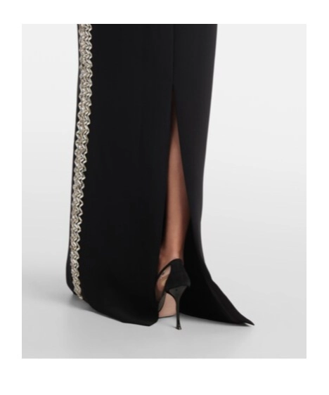 Jenny Packham Embellished Crepe Maxi Dress