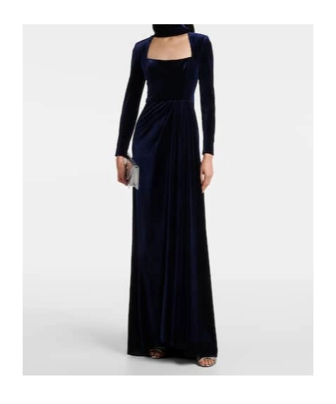 Monique Lhuillier Belted Velvet Gown