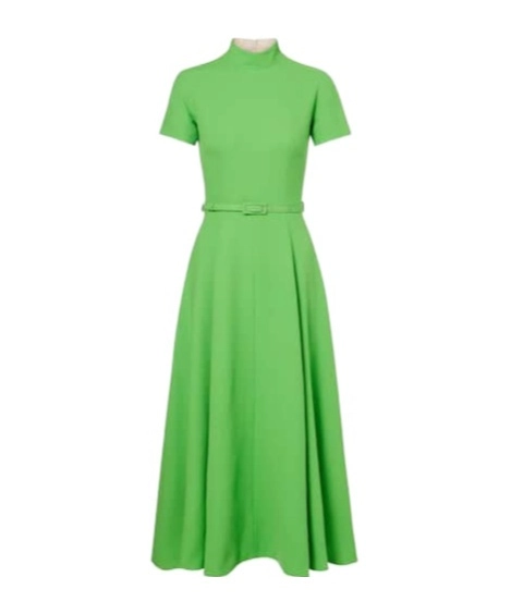 EMILIA WICKSTEAD Camilla Belted Wool Midi Dress - Green